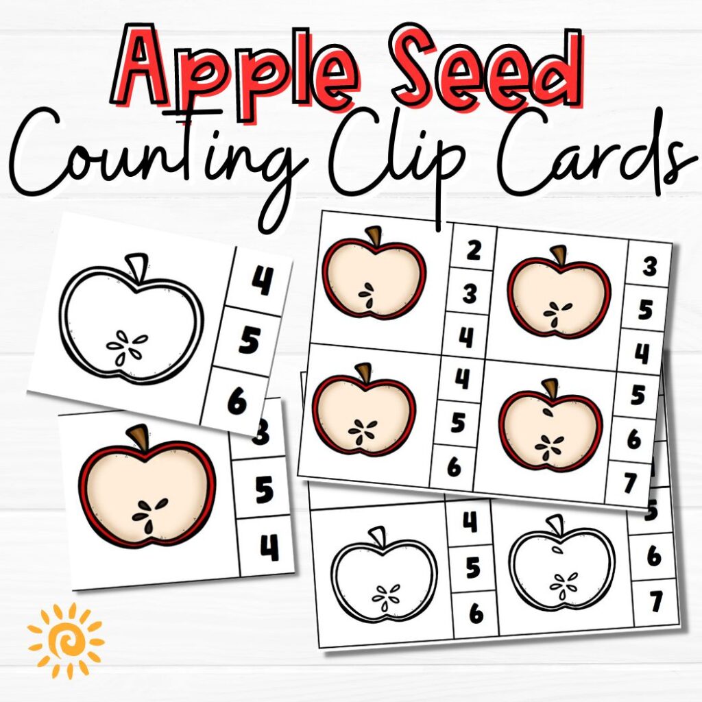 Apple Seed Counting Clip Cards