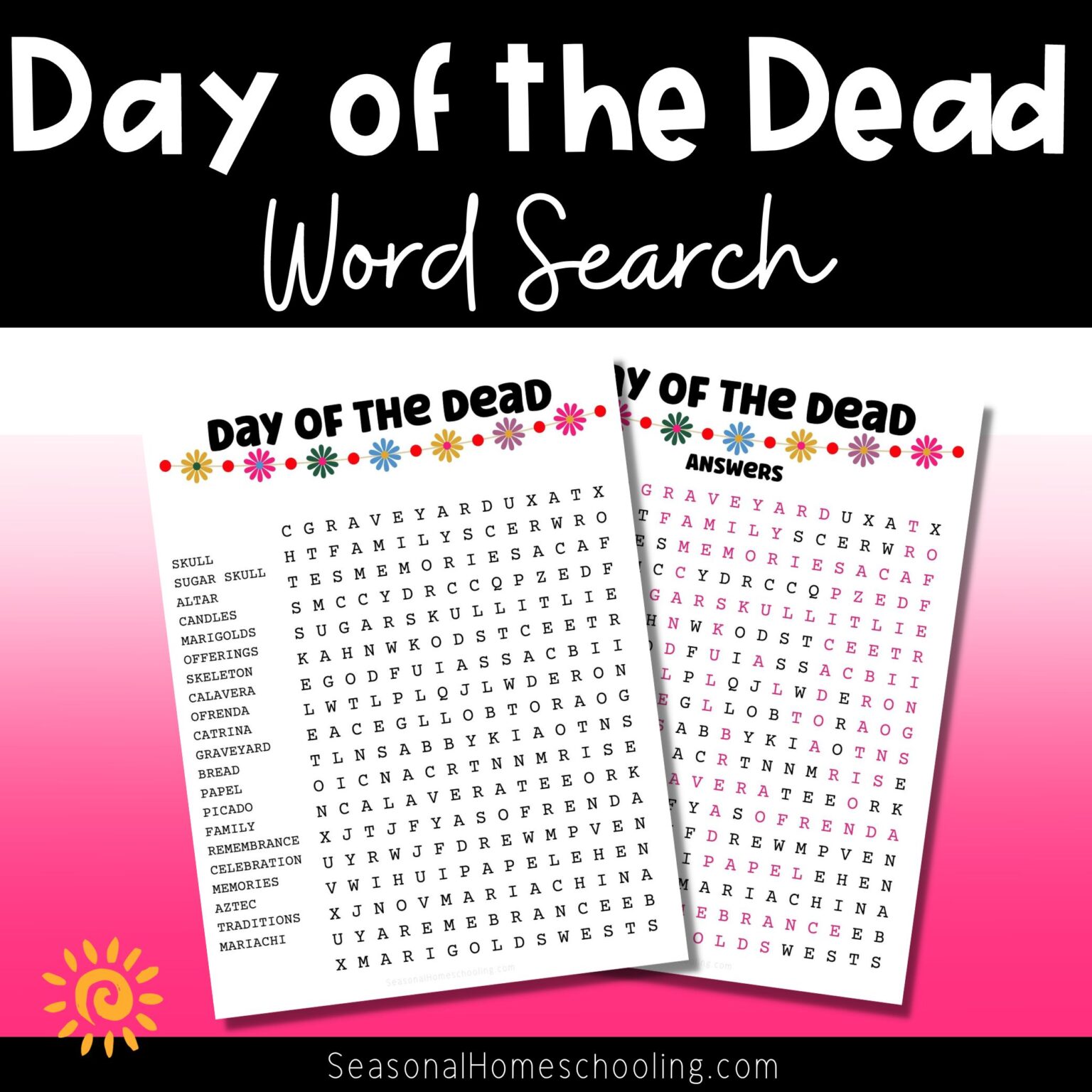 FREE Day of the Dead Word Search