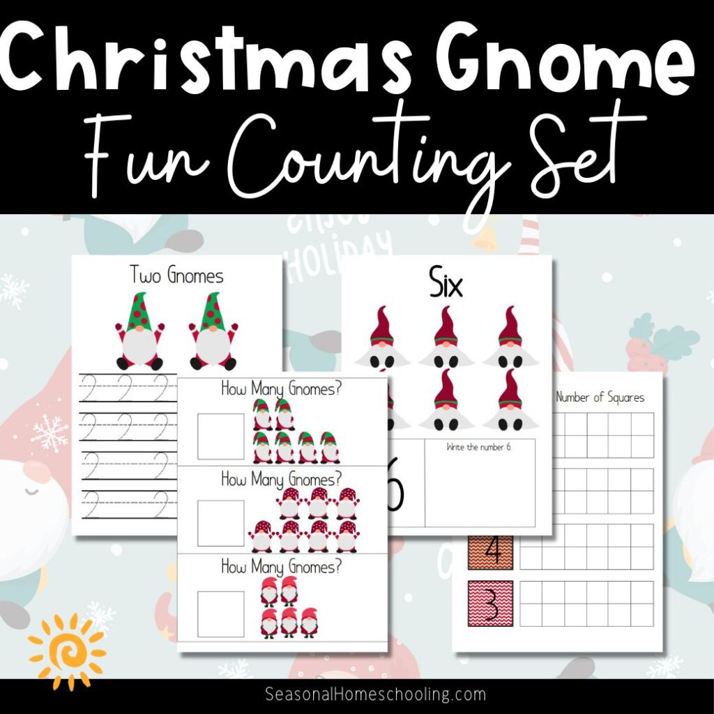 Christmas Gnome Math | Count, Trace, and Write Numbers 1–10 Worksheets