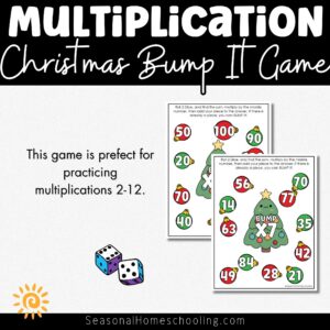 Christmas Bump Dice Game with Multiplication Up to 12