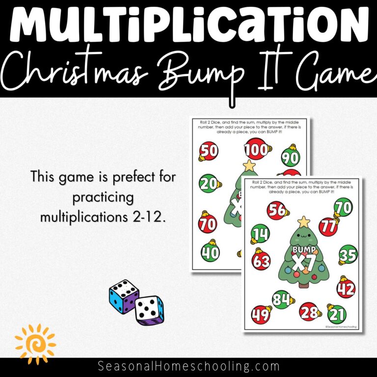 Christmas Bump Dice Game with Multiplication Up to 12