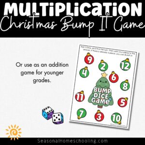 Christmas Bump Dice Game with Multiplication Up to 12