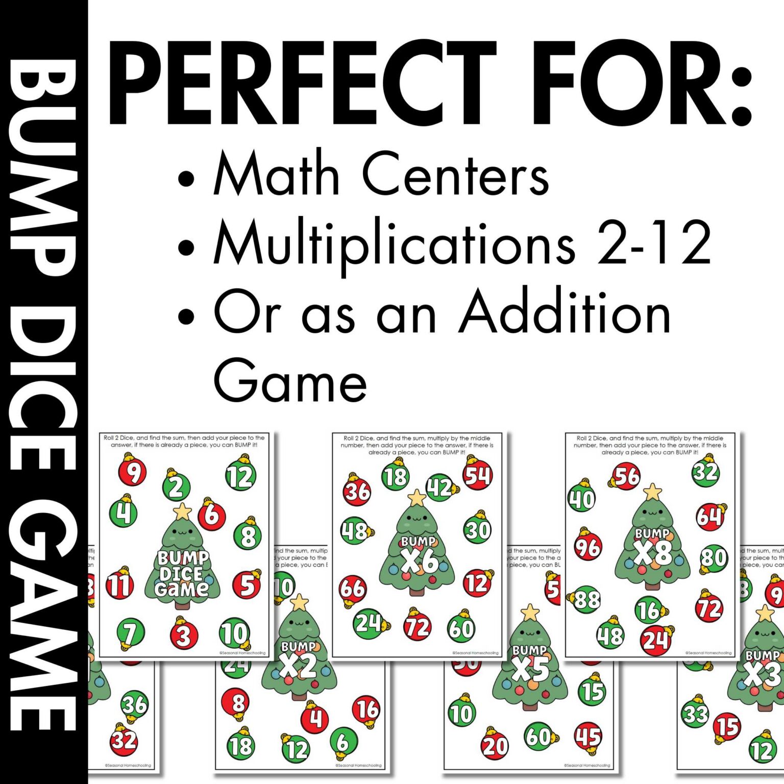 Christmas Bump Dice Game with Multiplication Up to 12