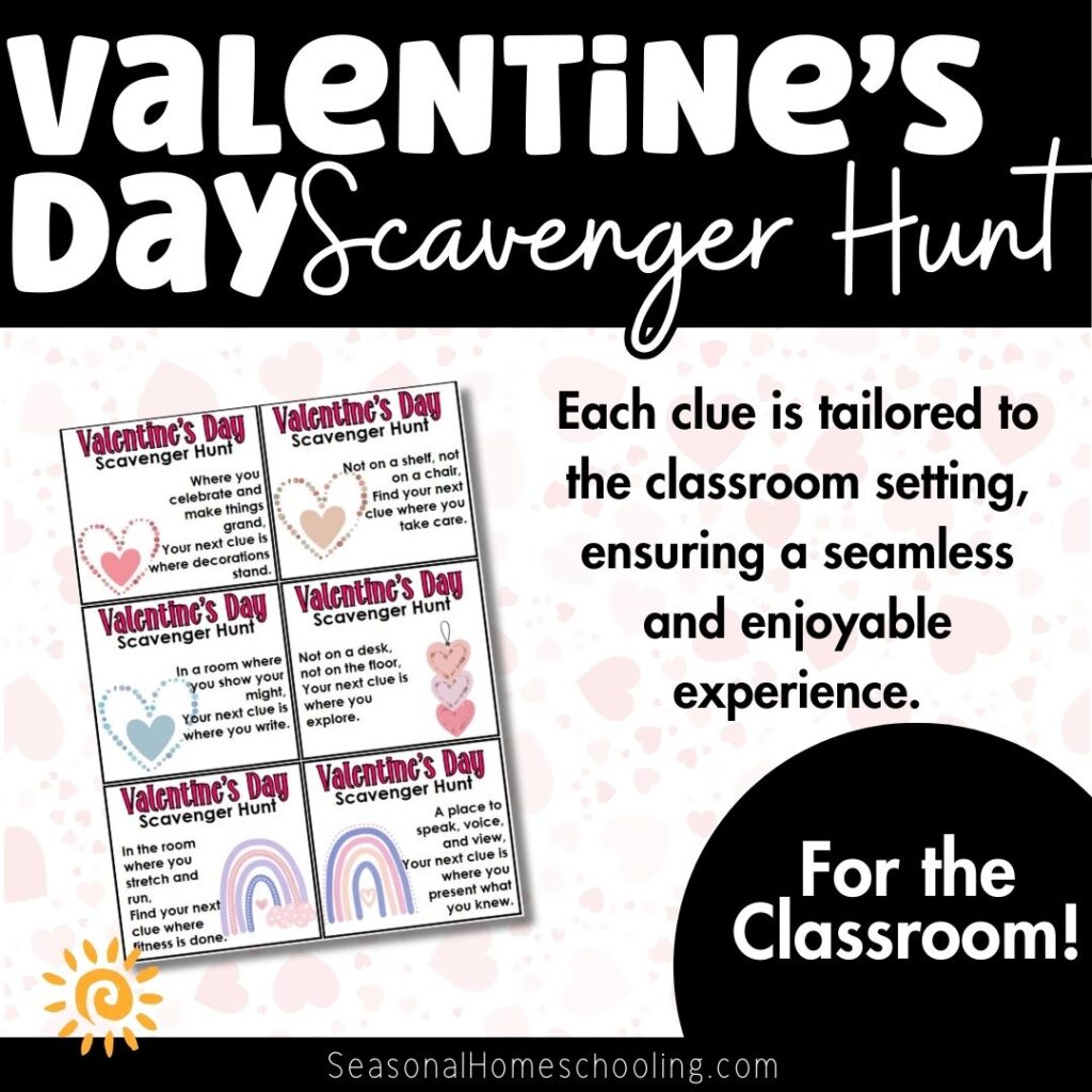 Valentine’s Scavenger Hunt Cards for the Classroom | Printable Indoor ...