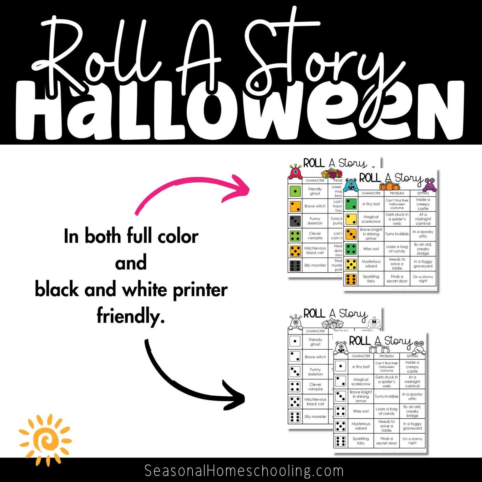 Halloween Roll A Story | Story Elements Graphic Organizer