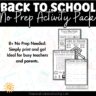 Back to School No Prep Activity Pack
