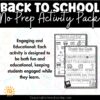 Back to School No Prep Activity Pack