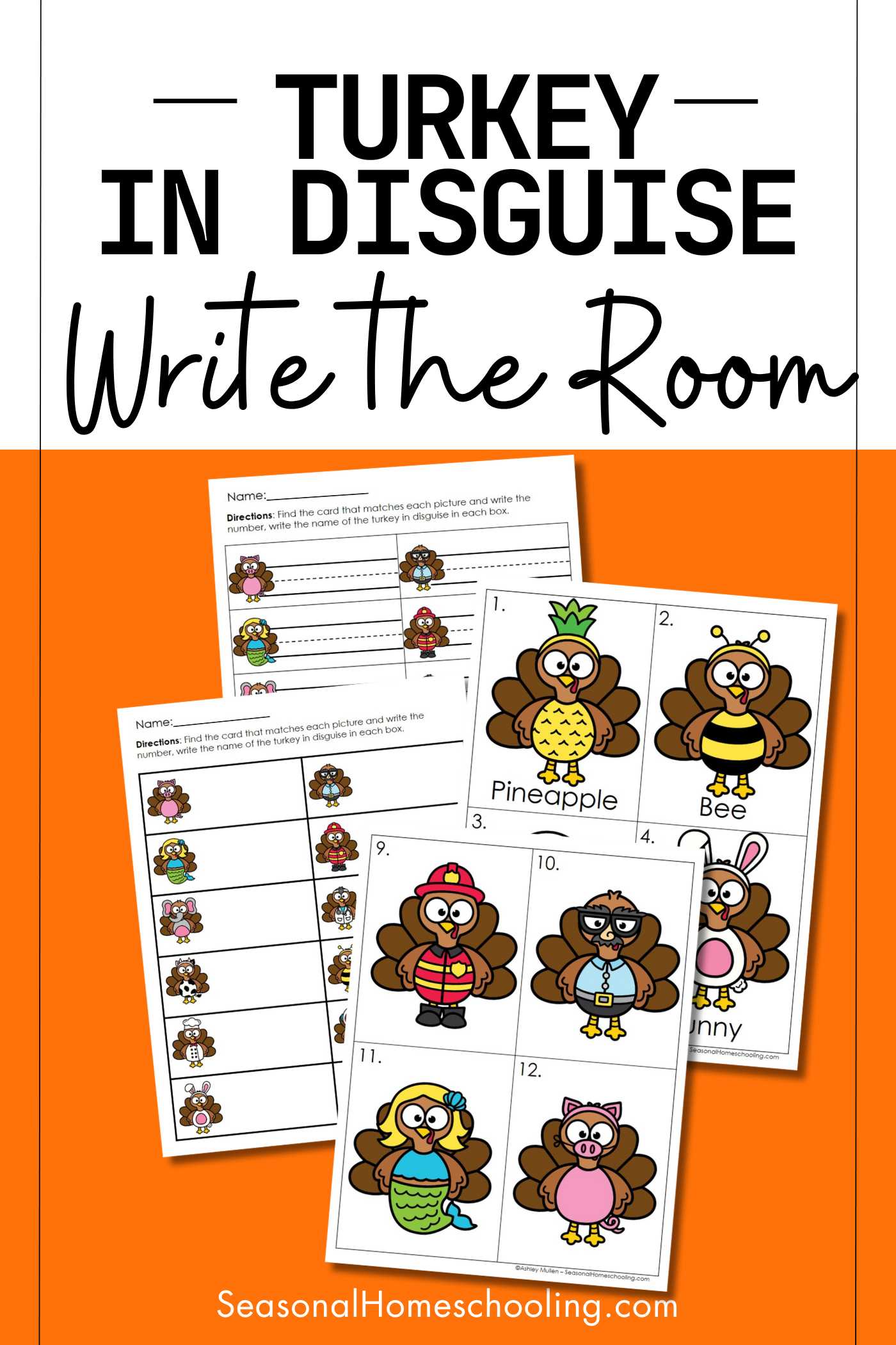 Write the Room Turkey in Disguise Activity