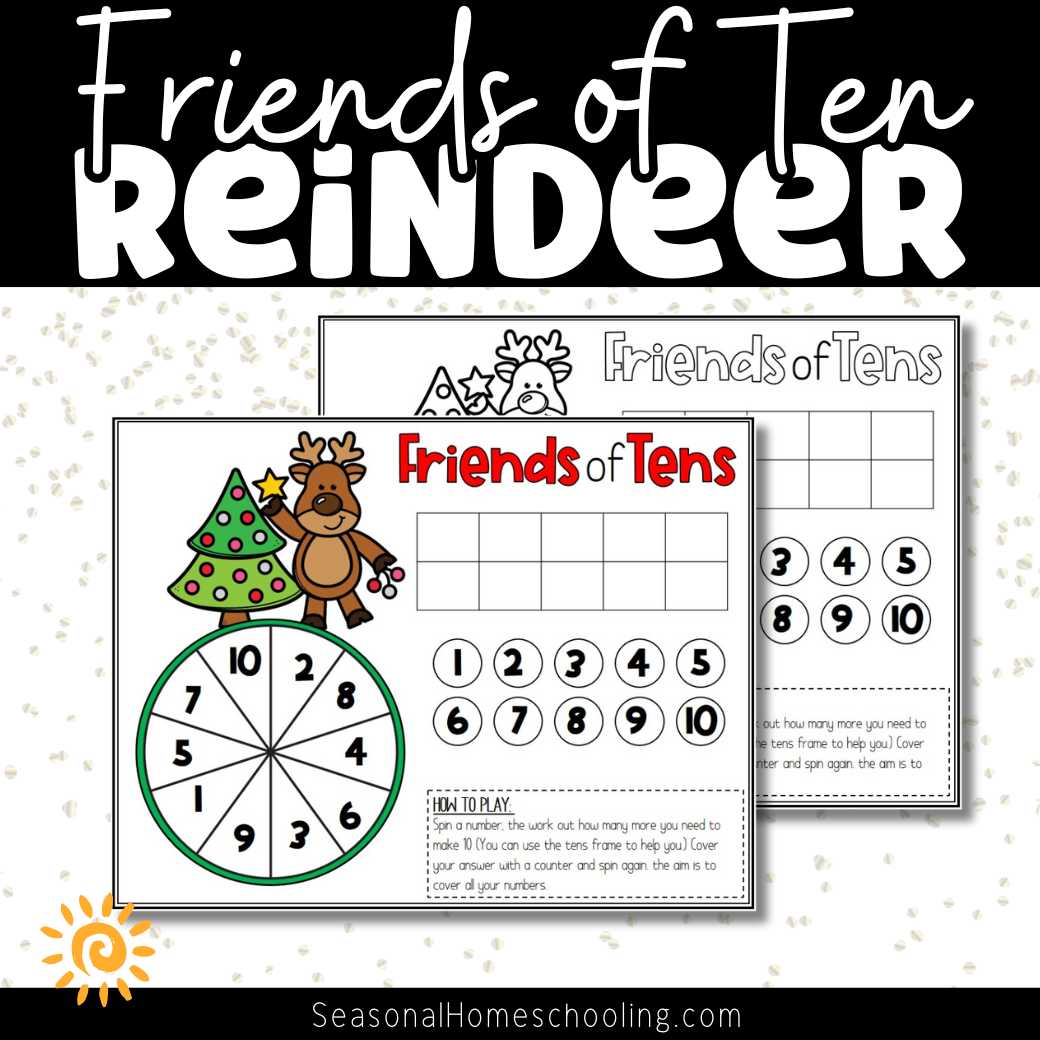 Free Math Printable: Reindeer Friends of Ten Game!