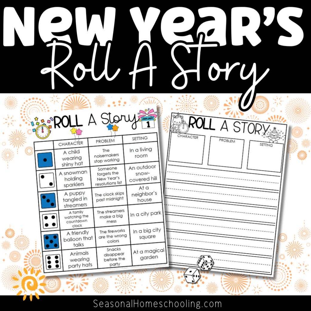 New Year's Roll A Story | Story Elements Graphic Organizer