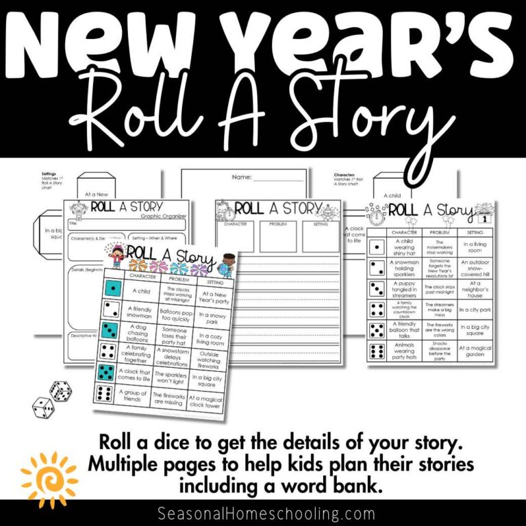 New Year's Roll A Story | Story Elements Graphic Organizer