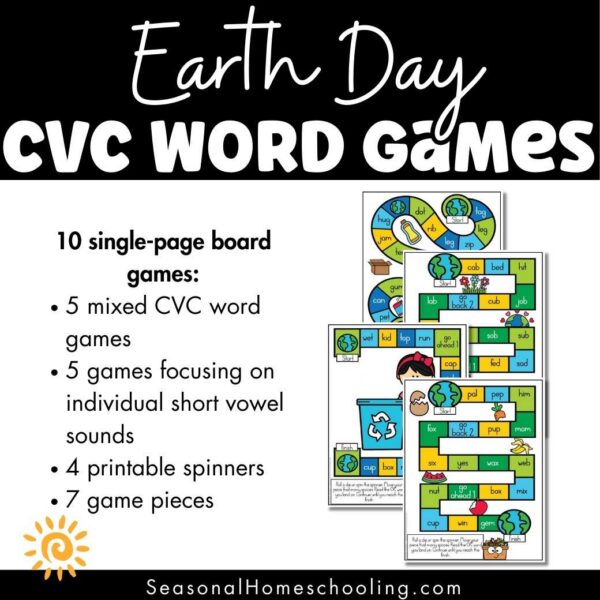 Earth Day CVC Word Board Games | Fun Phonics Practice